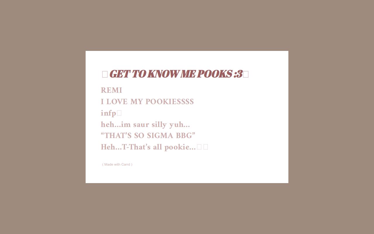 GET TO KNOW ME POOKS